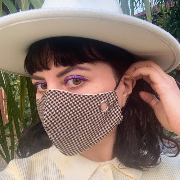 Accessories | New Brown Black Gingham Face Mask | Poshmark